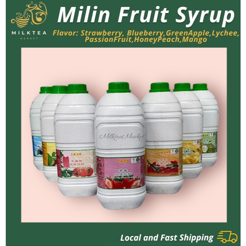 Milin Fruit Syrup 2.5kg Strawberry Blueberry GreenApple Lychee Mango ...