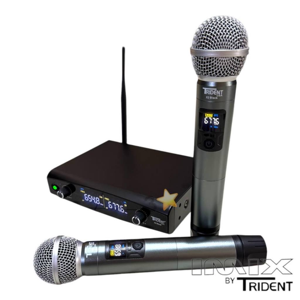 TRIDENT X2 BLACK Dual Wireless Microphone System | Shopee Philippines