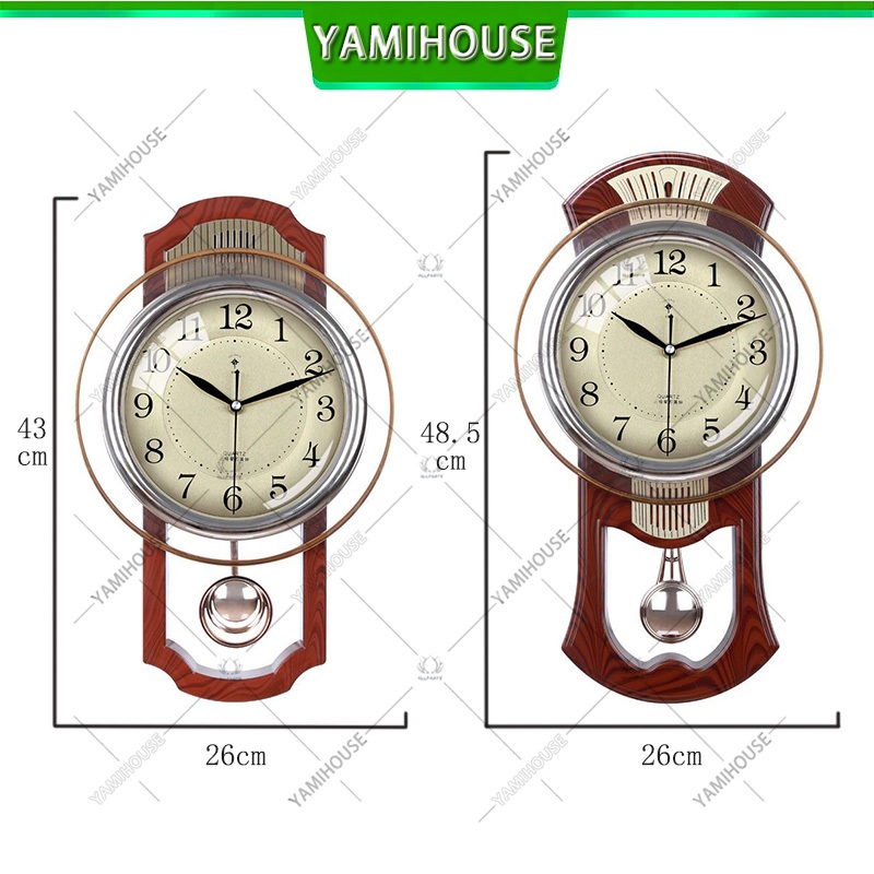 European Style Creative Swing Wall Clock for Living Room Simple Quiet ...