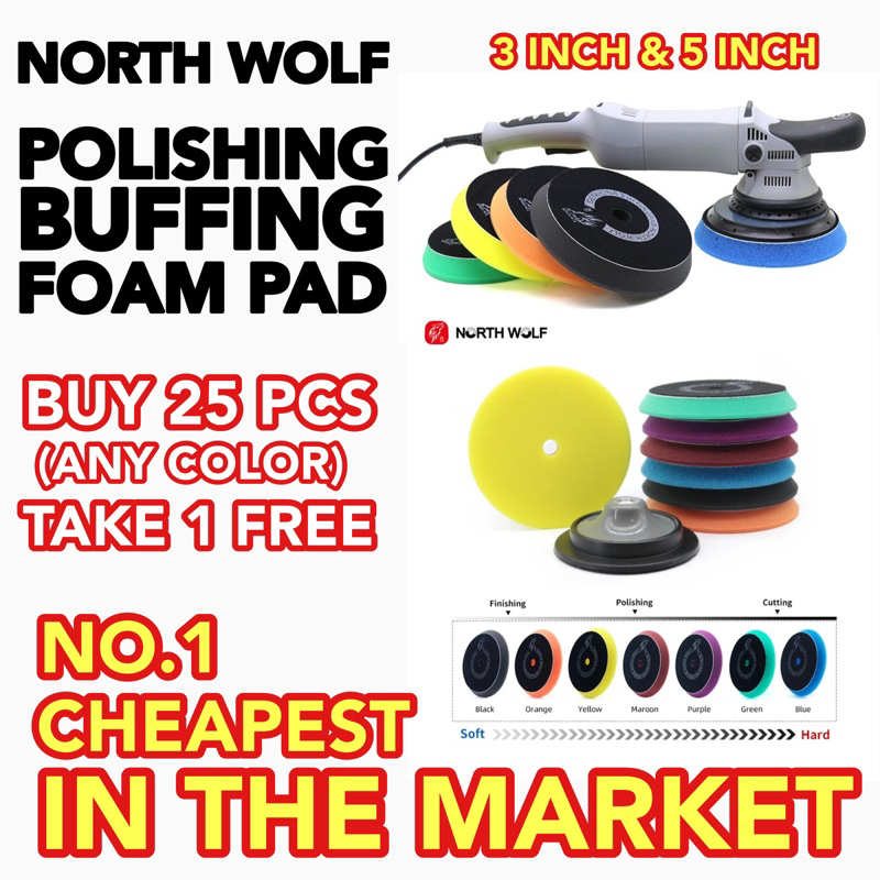 5 inch & 3 inch North Wolf Polishing Pad Detailing Buffing Pad - Foam ...