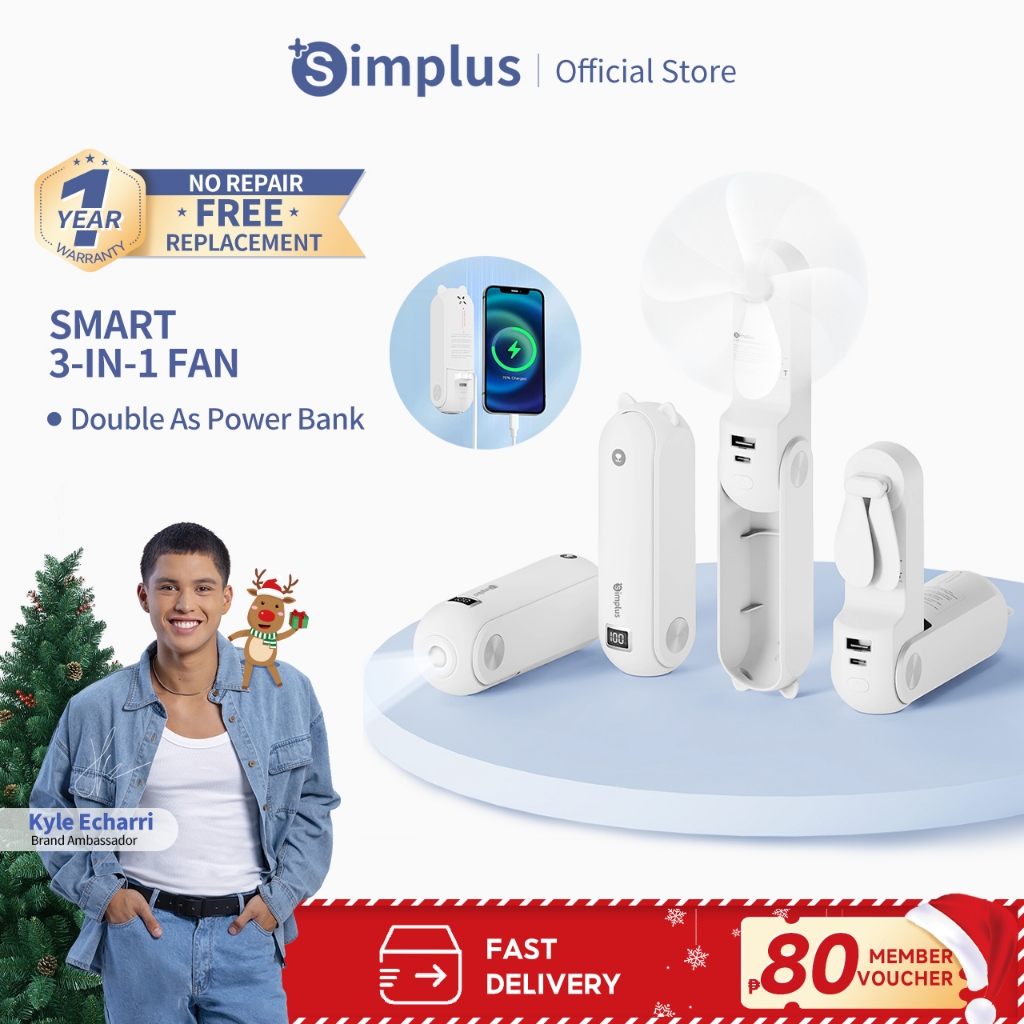 Simplus Fan Rechargeable Portable Handheld (Multi-function) | Shopee ...