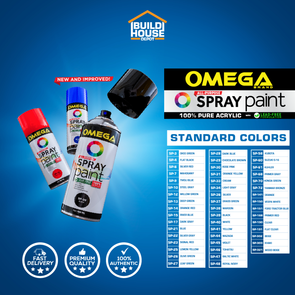 OMEGA All-Purpose Acrylic Spray Paint - Complete Standard Colors - 400 ...