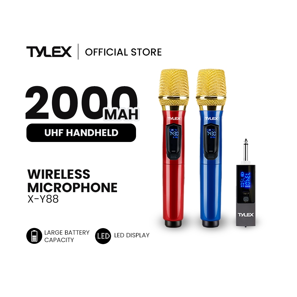 TYLEX X-Y88 UHF 2Pcs Wireless Microphone System With Receiver For ...