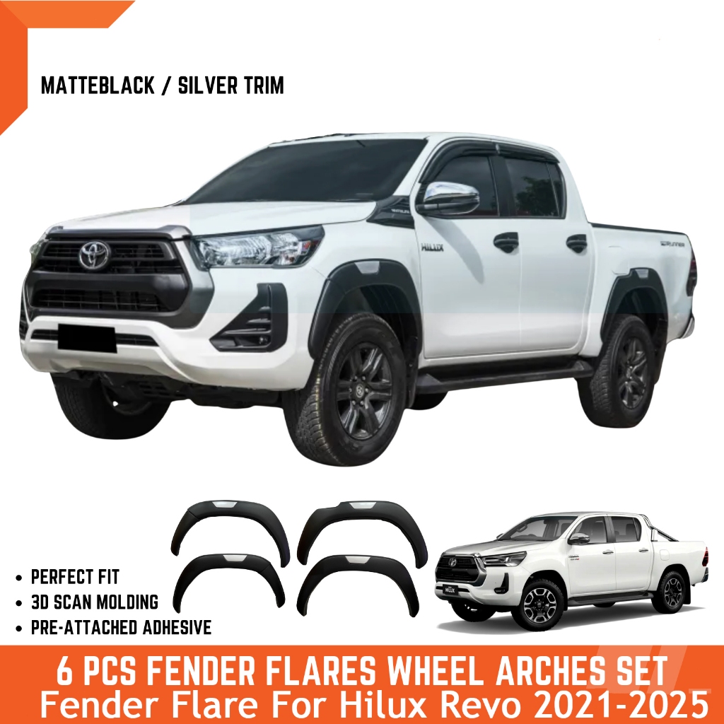Hilux E / G 2021 to 2025 revo Slim Fender Flare Matte Black with Gray ...