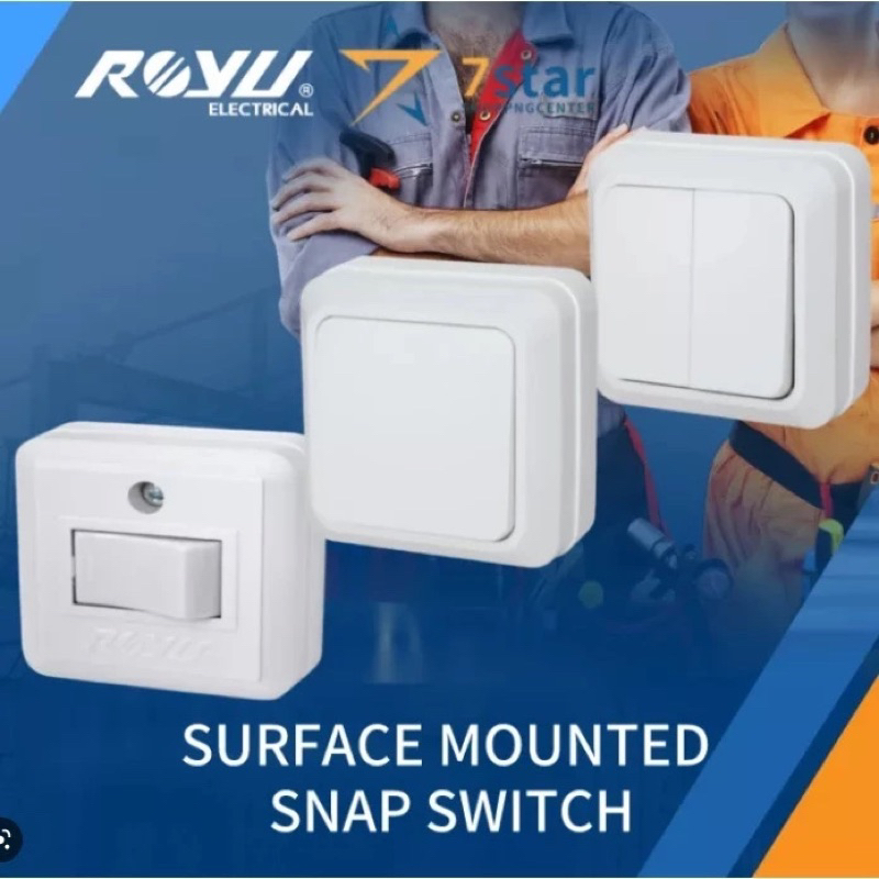 Royu brand Surface Mounted Snap switch. 10A 250V. 1 GANG 2 GANG SNAP ...