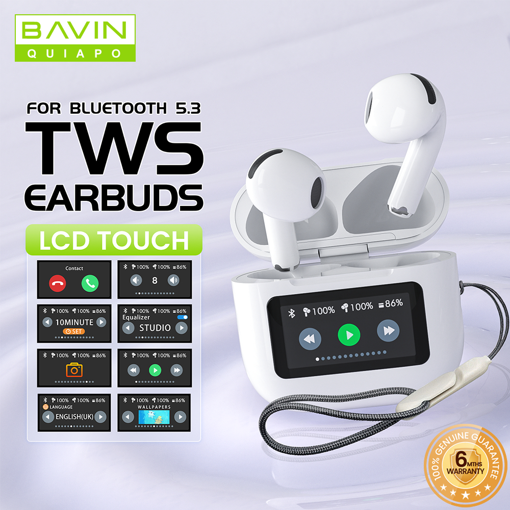 BAVIN BA82 Smart Wireless Earphones HiFi Sound Quality LCD Touch Screen ...