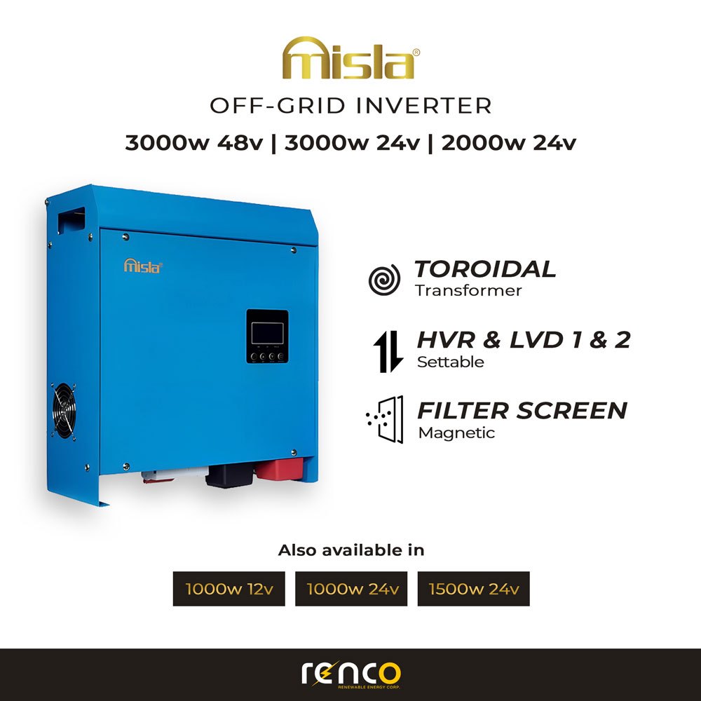 MISLA Solar Off Grid Inverter (Toroidal) 3000w 48v | 3000w 24v | 2000w ...
