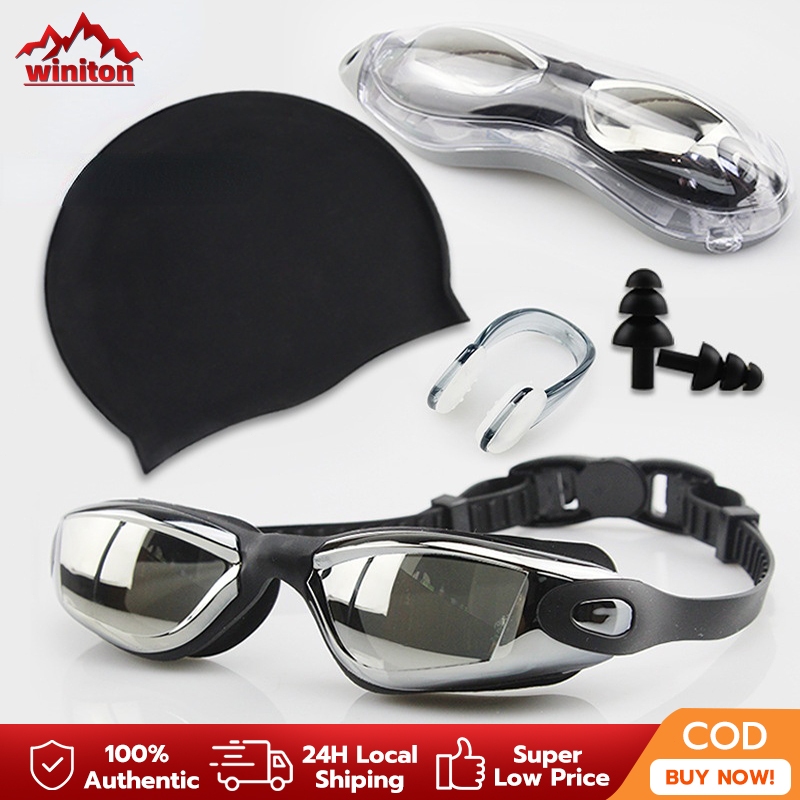 4 in 1 HD Adult Swimming Goggles set Anti Fog Waterproof Goggles set ...