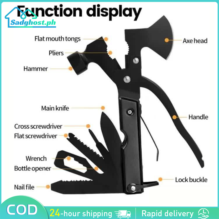 16 in 1 axe with knife axe hammer saw screwdriver pliers bottle opener multi-function tool ...