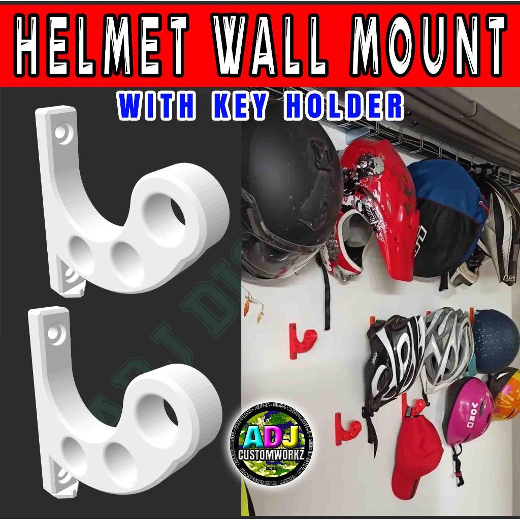 Helmet Wall Mount Hook Universal with Key holder Motorcycle Helmet Hook ...