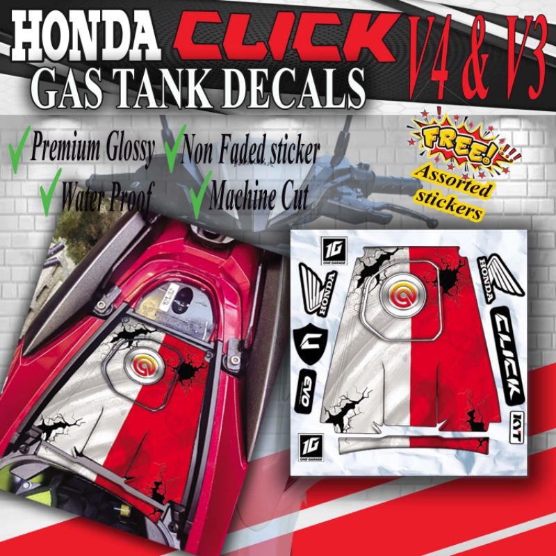 Flag Design Gas tank sticker for Honda Click Version 4 and 3 Honda ...