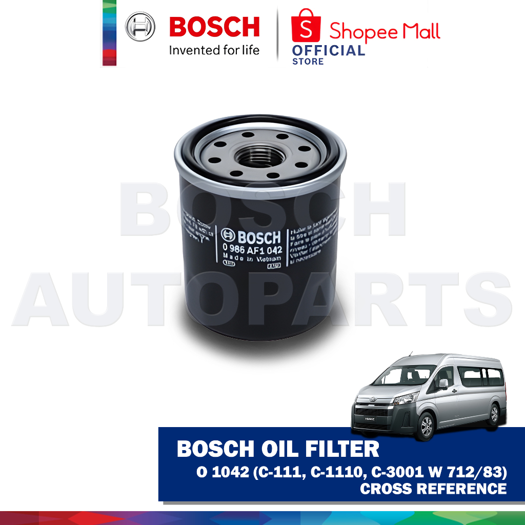 Bosch Oil Filter for Toyota Hiace /Hiace Commuter 2005-up O1042 ( C-111 ...