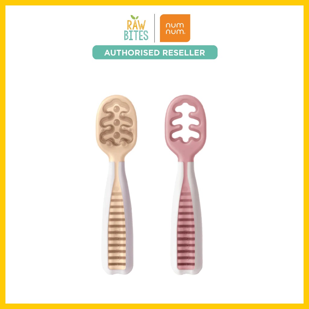 NumNum GOOtensil Self-feeding Baby Pre-spoons - Beige & Mauve [set of 2 ...