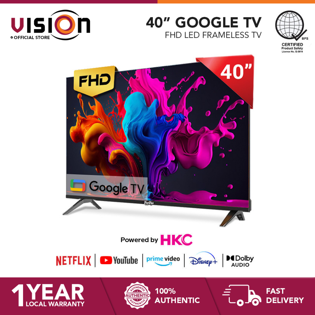 Vision TuTu 40 inch Google TV Frameless Wi-Fi Netflix YouTube Google ...