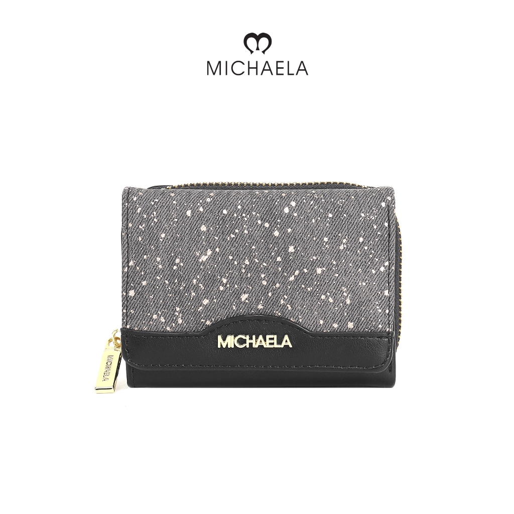 MICHAELA Glitter Short Wallet 8 Card Slots Compact Roomy Trifold Wallet ...