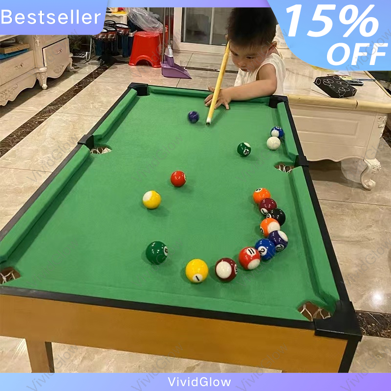 VividGlow Wooden Mini Pool Table for Kids and Adults, Adjustable Height ...