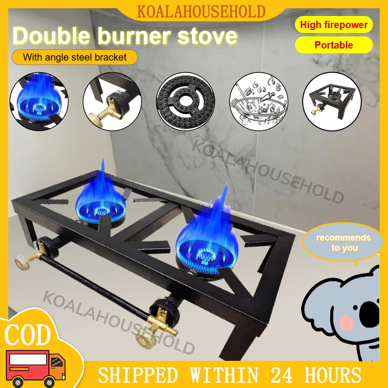 Double burner gas stove heavy-duty energy-saving cast iron stove with ...