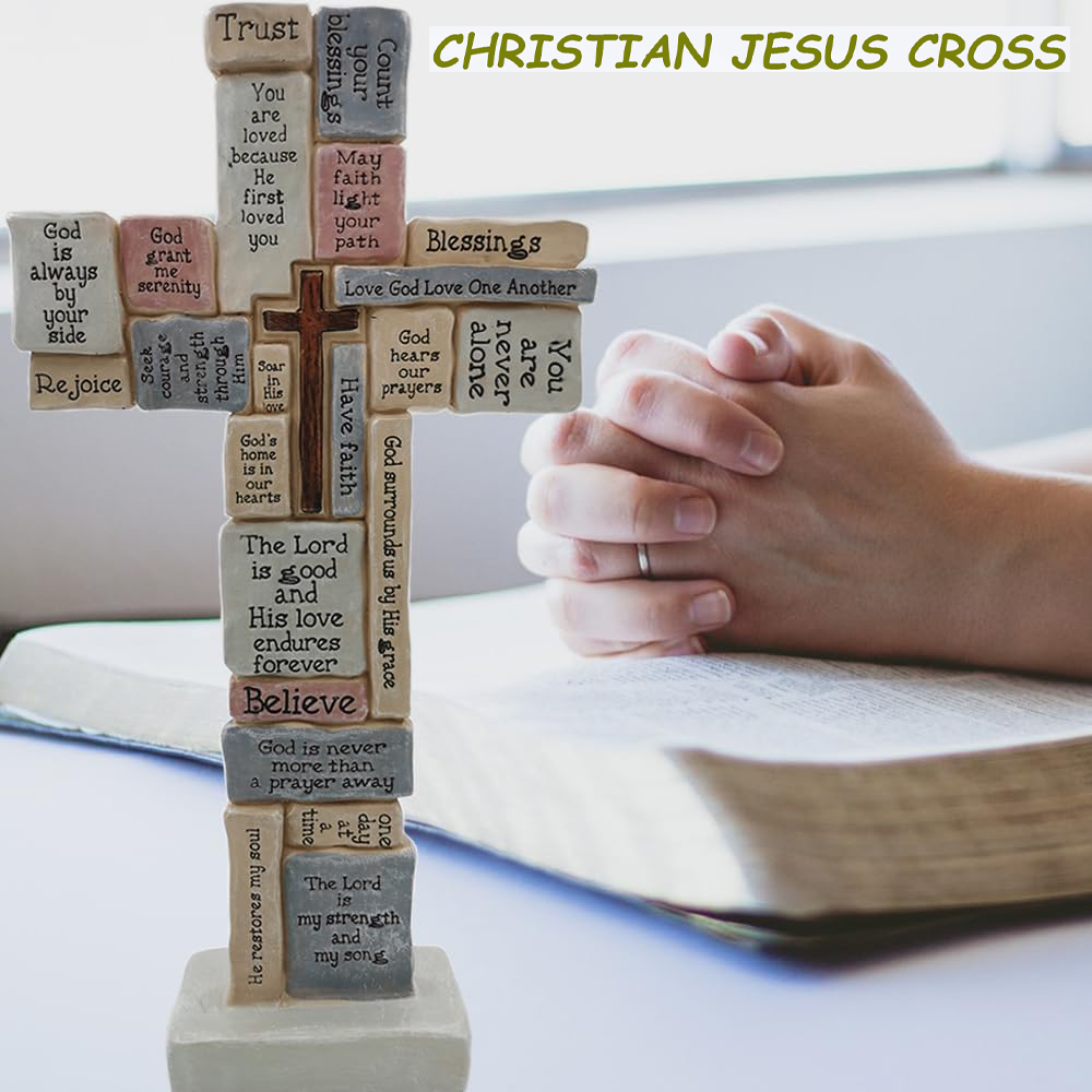 Jesus Scriptures Cross Christian Jesus Crosses Prayer Figurines Shelf ...
