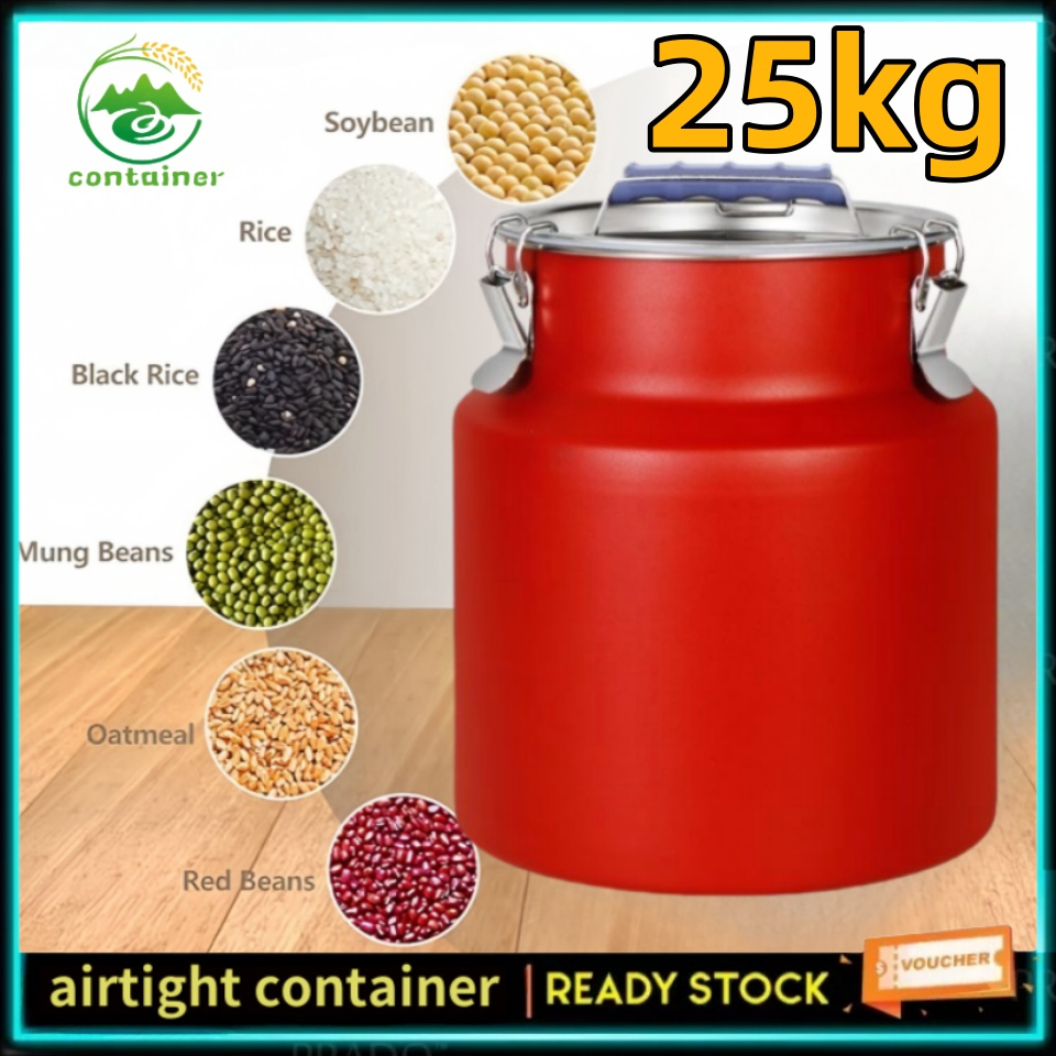rice dispenser 25kg metal rice container stainless rice storage lagayan ...