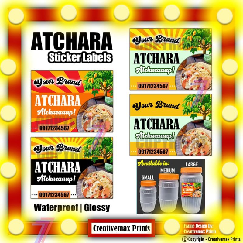 ATCHARA Sticker Label (READY-TO-USE | Glossy | Waterproof) | Shopee ...
