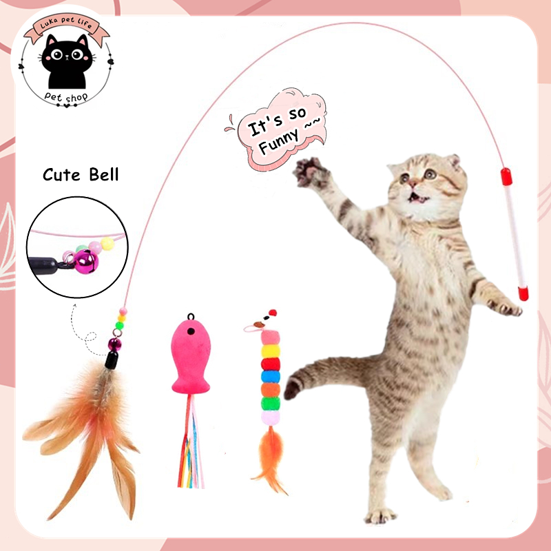 Cat Toy Kitten Interactive Teasing Sticks Cat Teasing Hangings for Pet ...