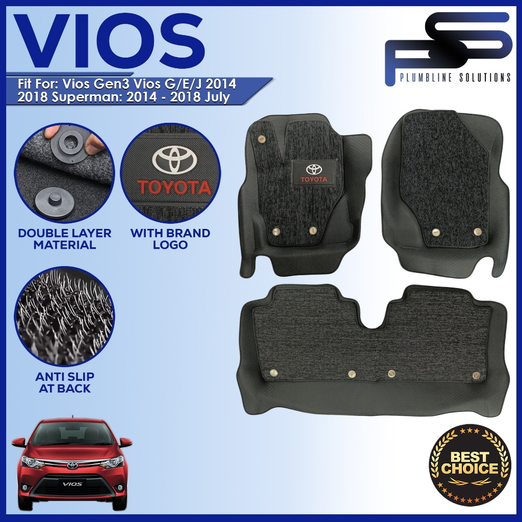 Toyota Vios Gen 2 2007 - 2010 / Gen 3 2014 - 2018 Double layer 7D deep ...