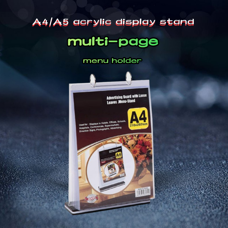 A4/A5 acrylic display stand Folding reversible menu board with 6 ...