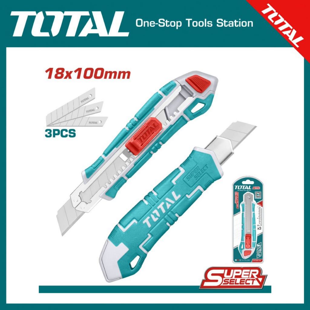 TOTAL Snap-off Blade Knife (152mm) with Push Lock Button - THT522136 ...