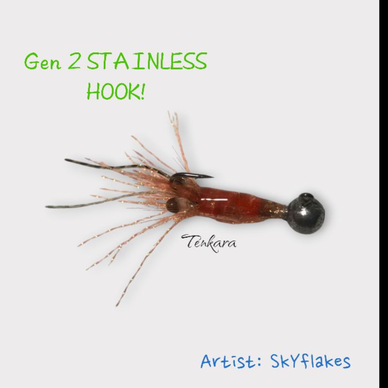 Premium TENKARA NEW STAINLES HOOK 4grams , realistic shrimp design ...