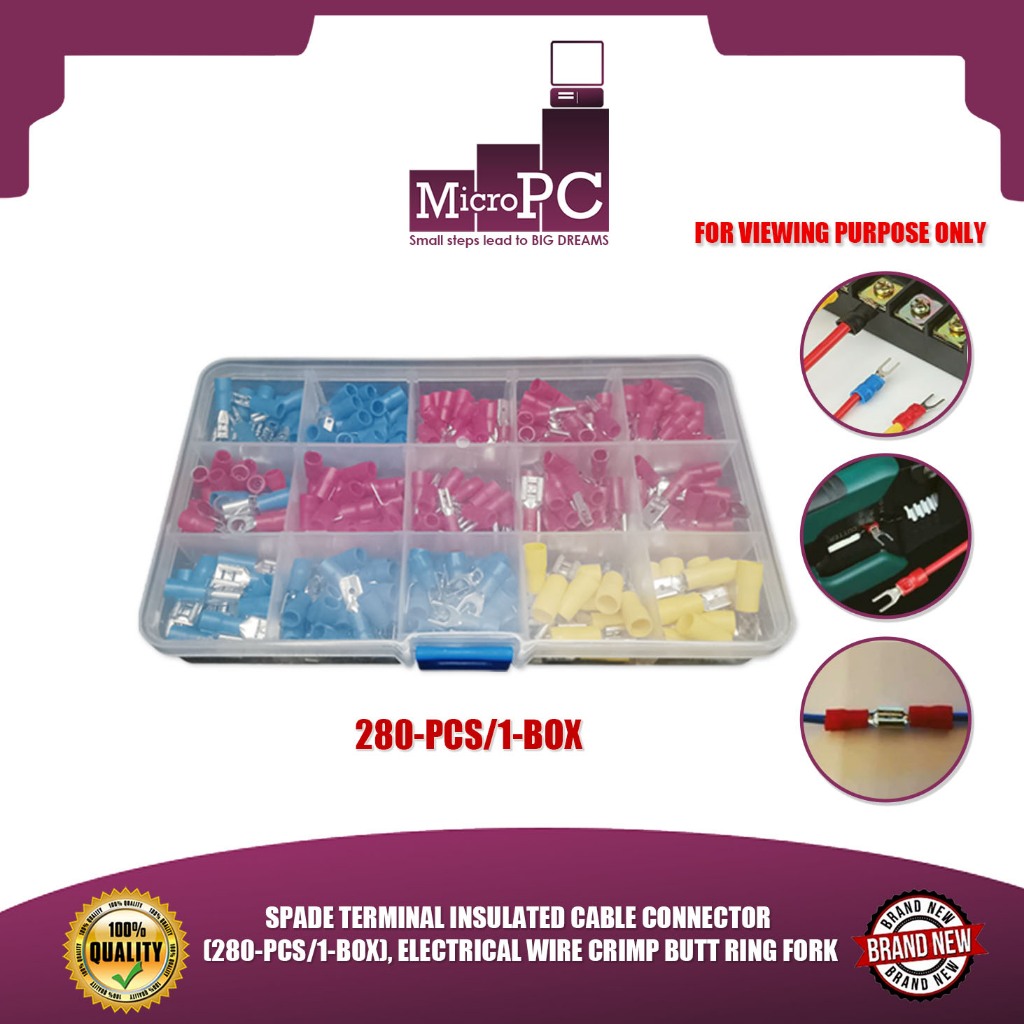 MICRO PC SPADE TERMINAL INSULATED CABLE CONNECTOR (280-PCS/1-BOX ...