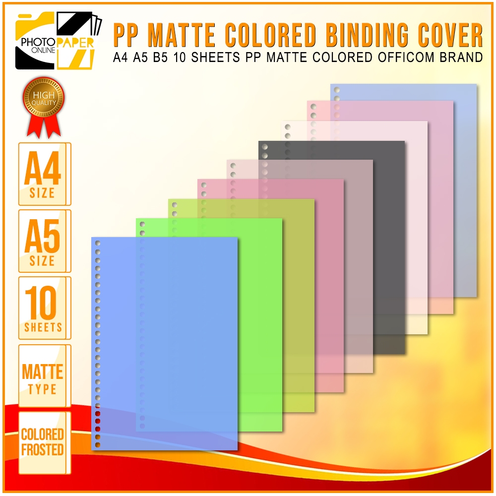 Officom Binding Cover PP Matte Colored A5 | B5 | A4 With and Without ...