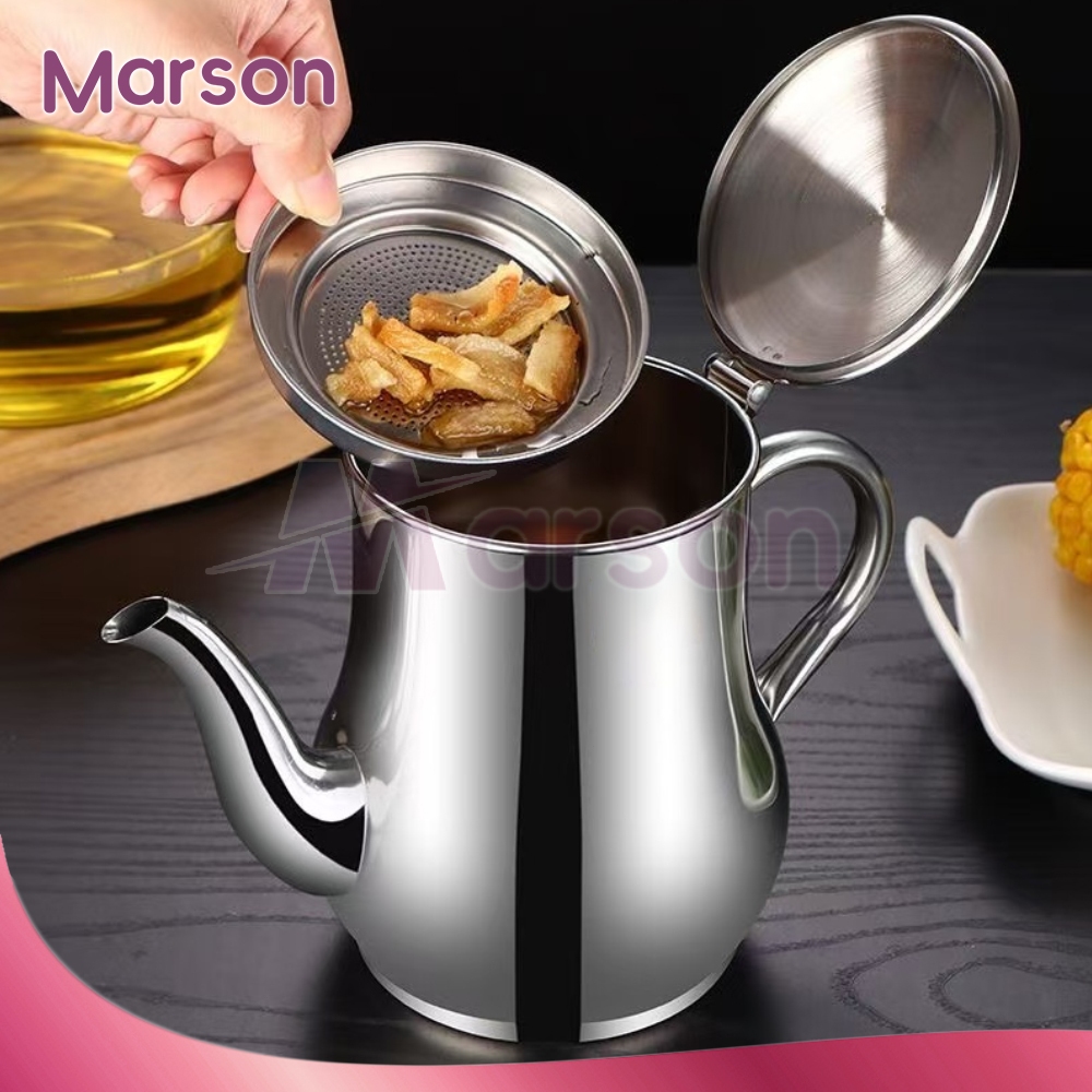 304 Stainless Steel Oil Container Household Strainer Kitchen Oil Filter ...