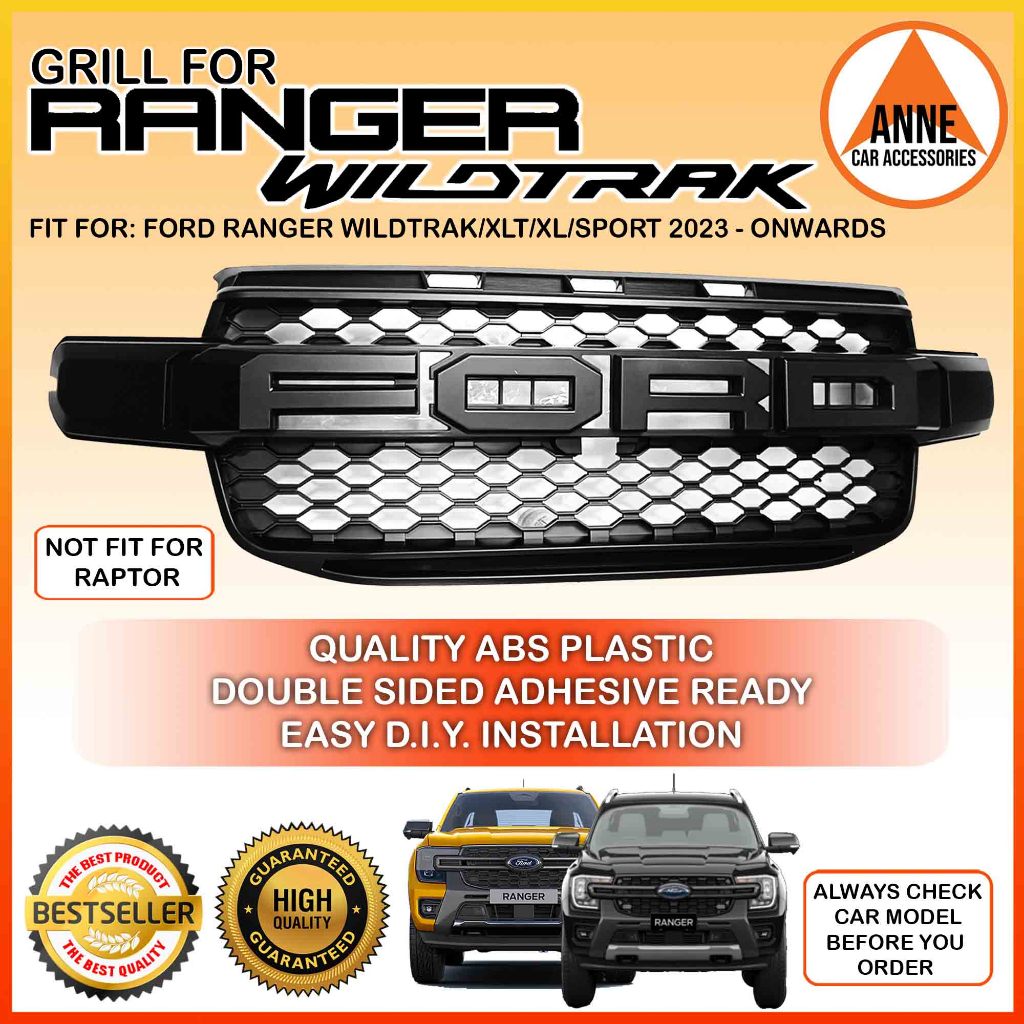 Car Front Grill for Ford Ranger Wildtrack / XLT / XL / Sport 2023 2024 ...
