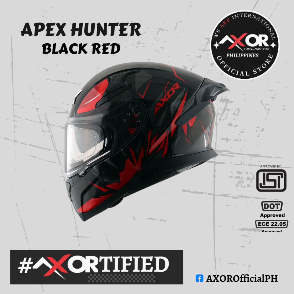 AXOR APEX HUNTER BLACK RED + FREE PINLOCK ANTIFOG LENS + FULL FACE ...