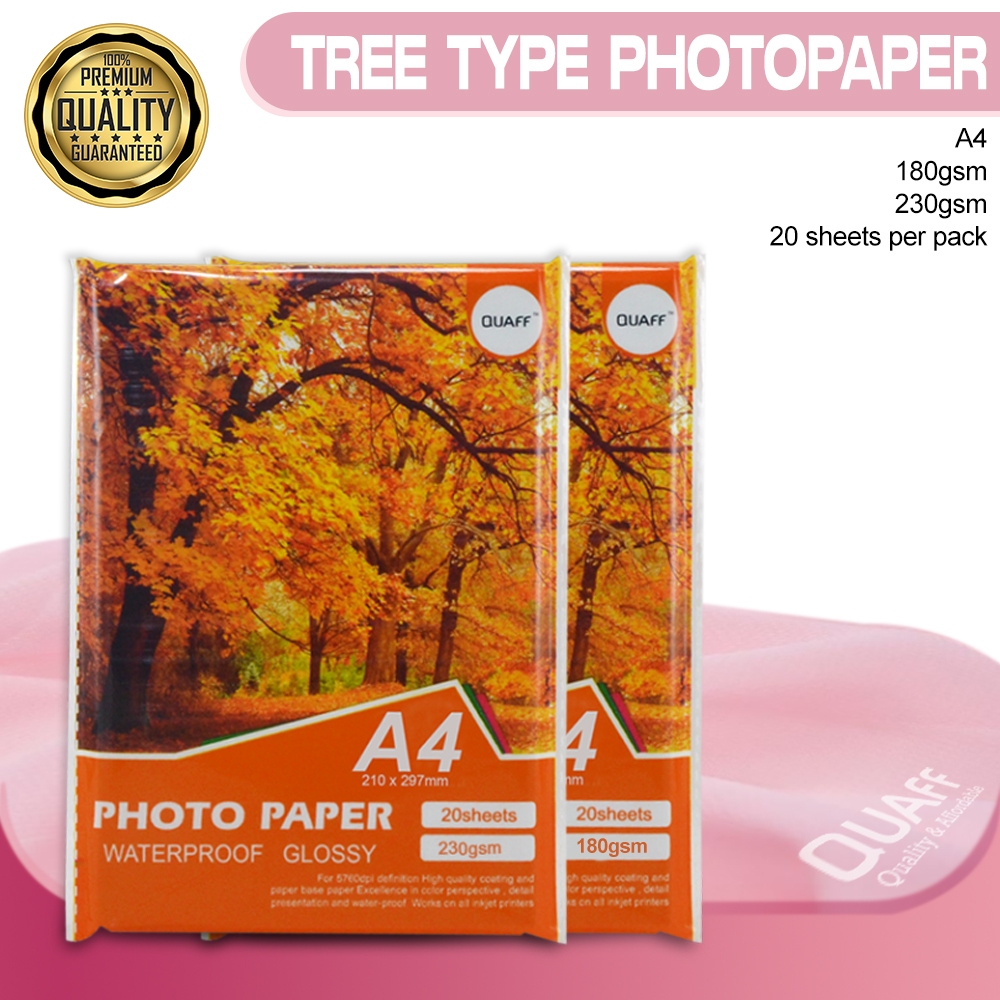A4 Size QUAFF Glossy Photo Paper 230gsm / 180gsm (20sheets) | Shopee ...
