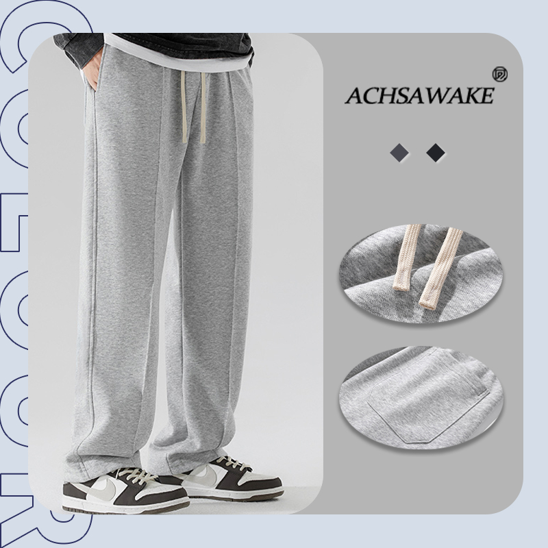ACHSAWAKE Men's Trousers Casual Gray Sweatpants Pants for Men Baggy ...