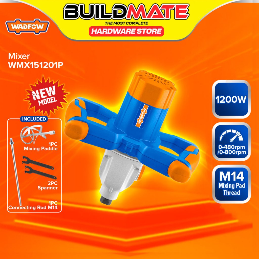 BUILDMATE Wadfow 1200W Electric Mixer w/ Mixing Paddle for Mixing Paint ...