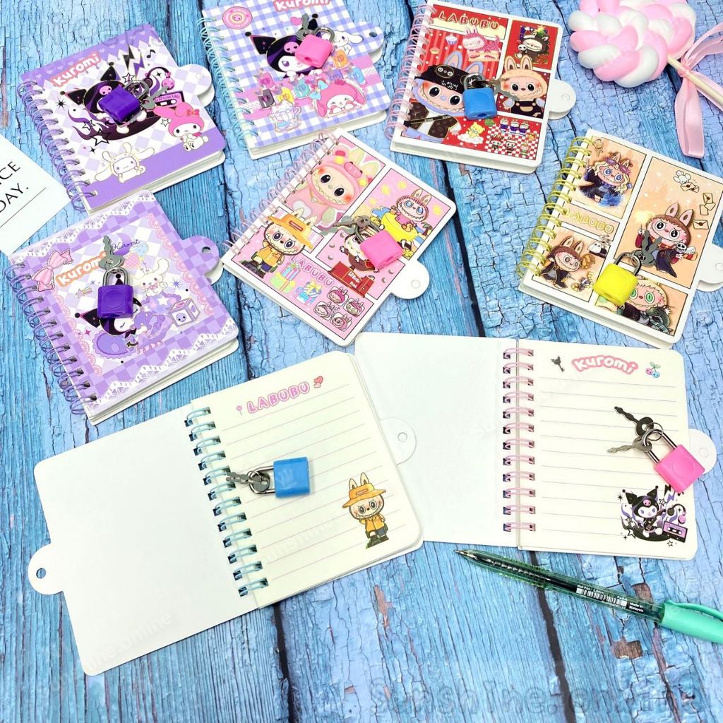 A7 60sheets Diary Mini Notebook With Lock Coil Book Sanrio and Labubu ...