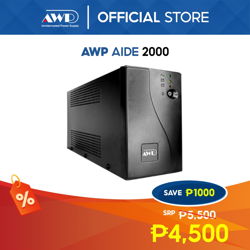 AWP Aide 1200W-2000VA UPS with AVR Uninterruptible Power Supply (6 ...