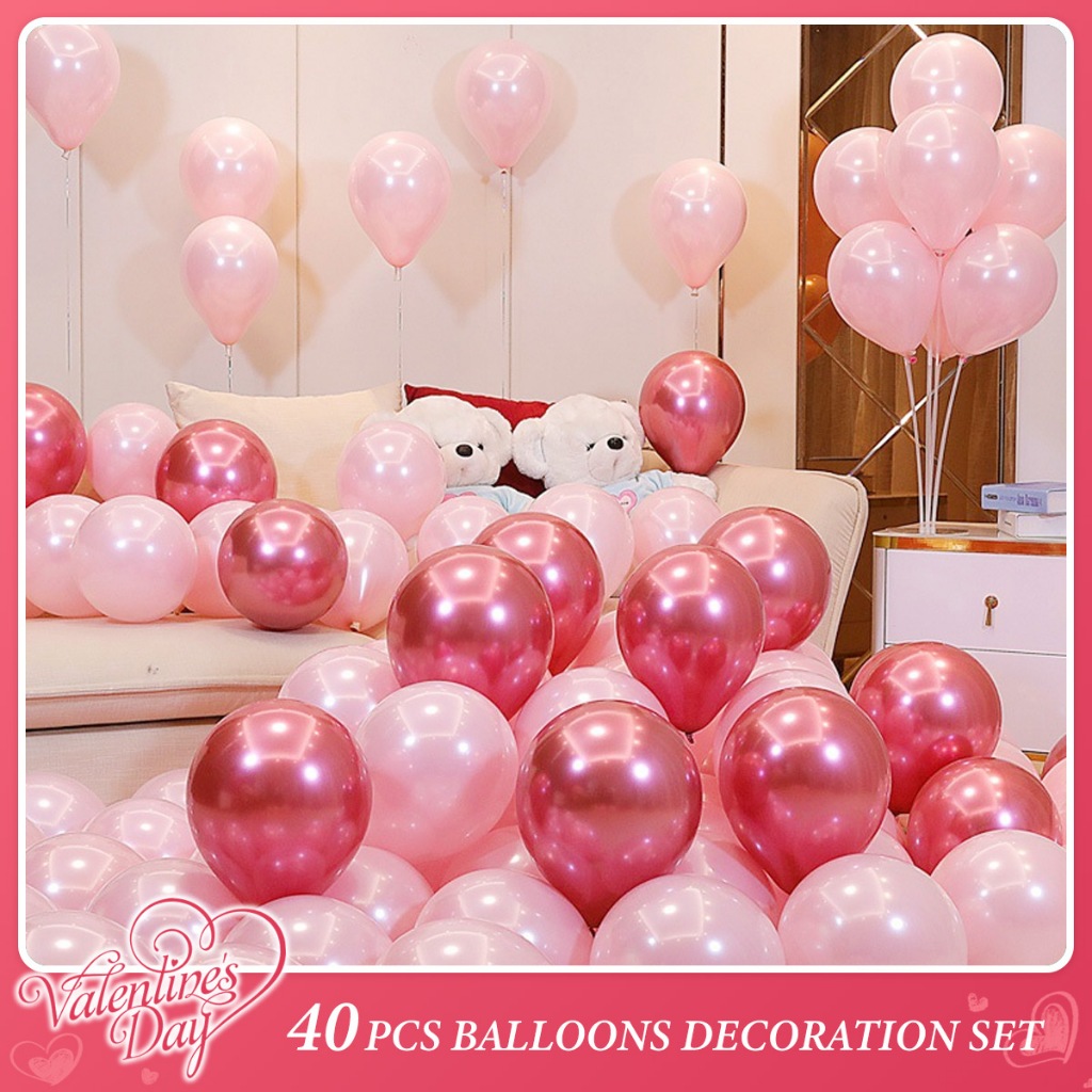 Valentines Balloon Pastel Pink Balloon Set 40pcs Metallic Confetti ...