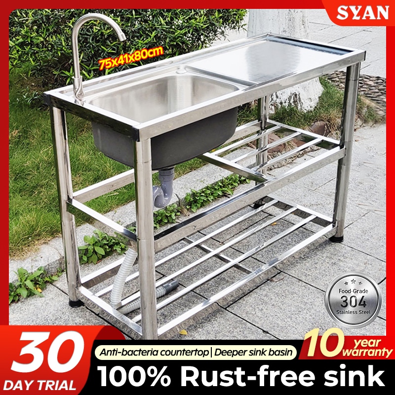 【Rust-free】304 Stainless Steel kitchen Sink with stand lababo stainless ...