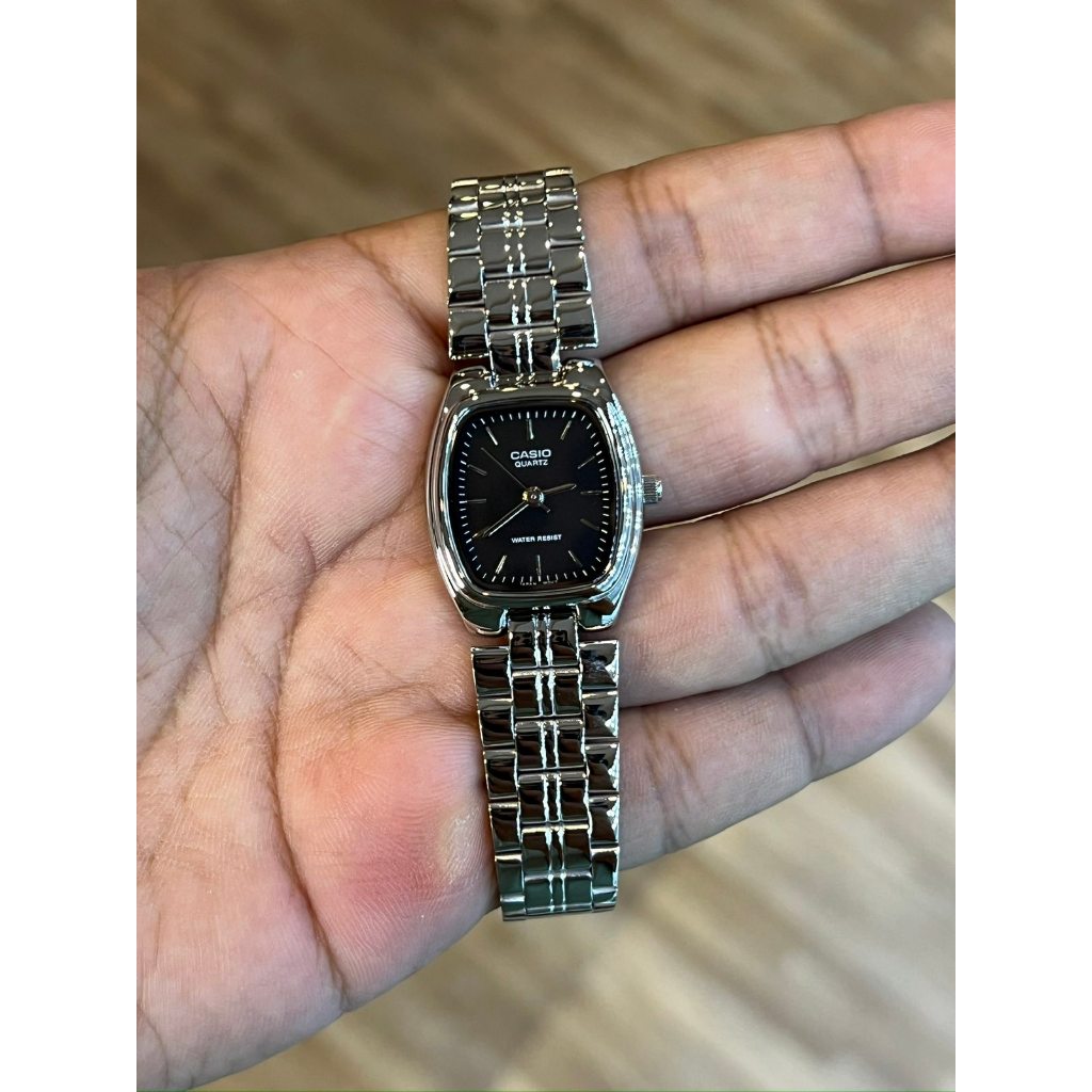 ORIGINAL CASIO Analog Black Dial Stainless Steel Ladies Watch LTP-1169D ...