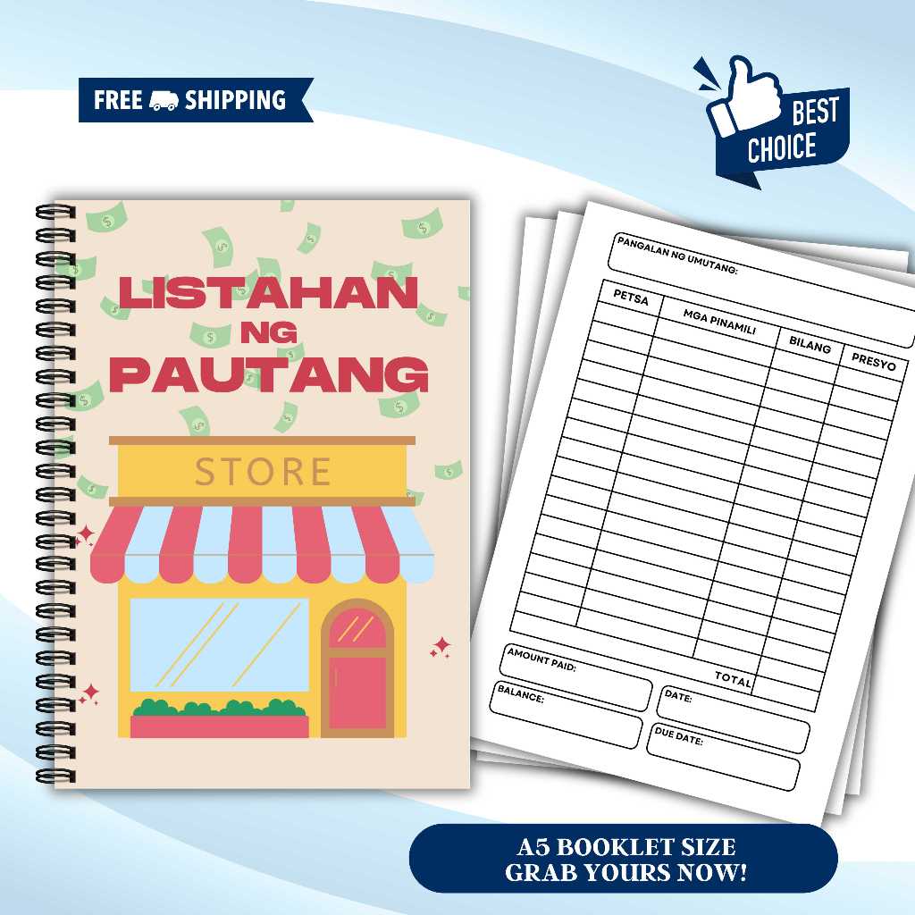 Sari-Sari Store Listahan ng Pautang sa Tindahan Record Notebook ...