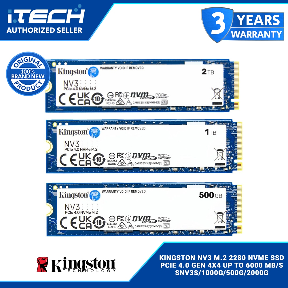 Kingston NV3 M.2 2280 NVMe SSD PCIe 4.0 Gen 4x4 Up to 6000 MB/s SNV3S/1000G/500G/2000G | Shopee ...