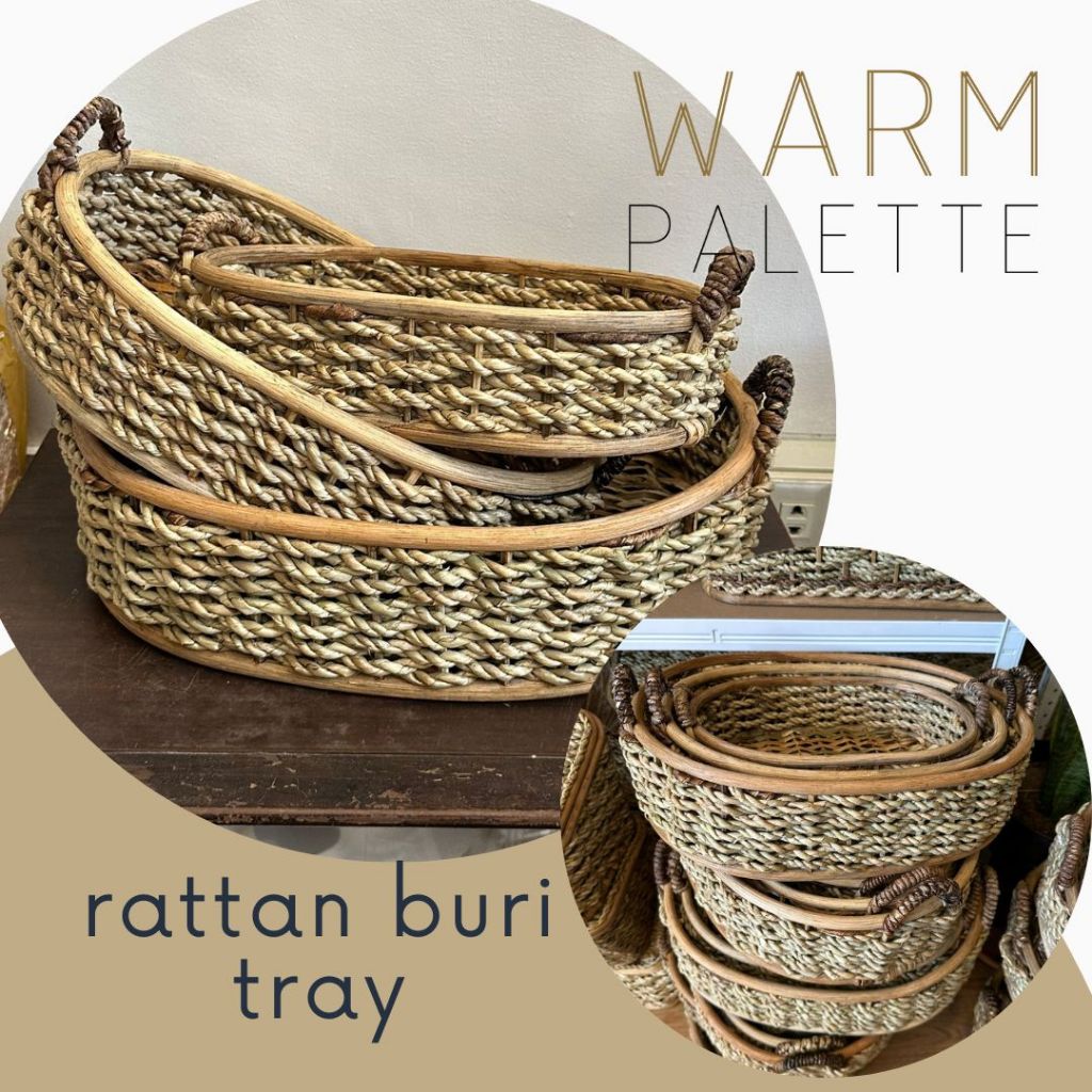 Rattan Buri Basket Tray (Oblong with Handle) | Shopee Philippines