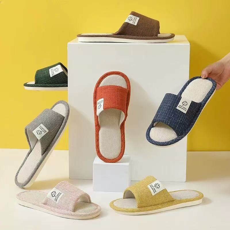 Japanese style Cotton linen Non-slip indoor Slippers bedroom slippers ...
