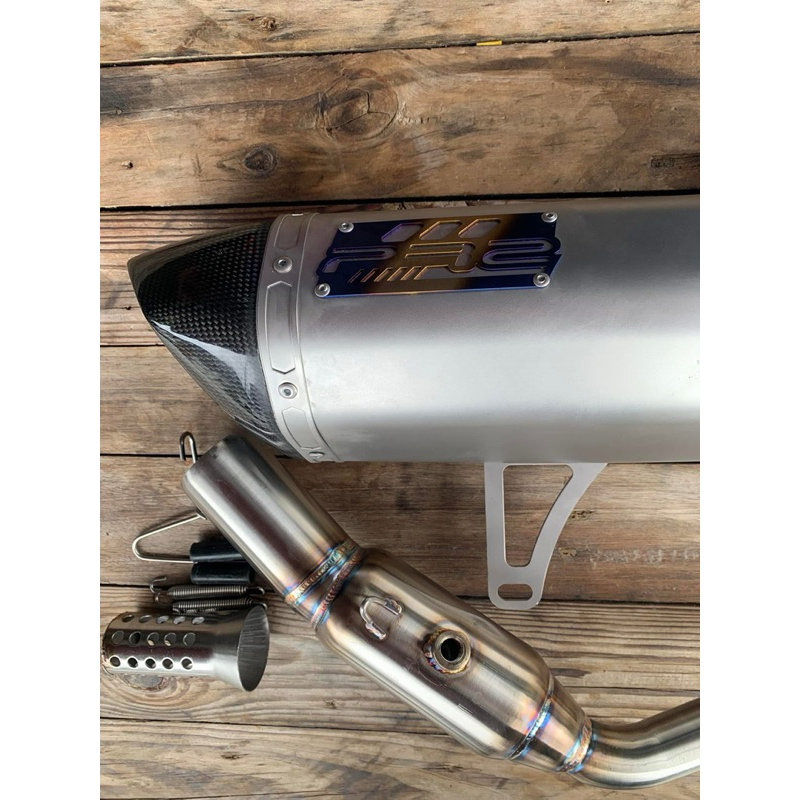 Pr2 Full exhaust Pipe for Xmax v1 and v2 titanium logo carbon tip Orig ...
