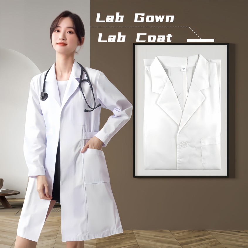COD Lab Coat Long Sleeve Lab Gown For Students White Coat Lab Gown ...
