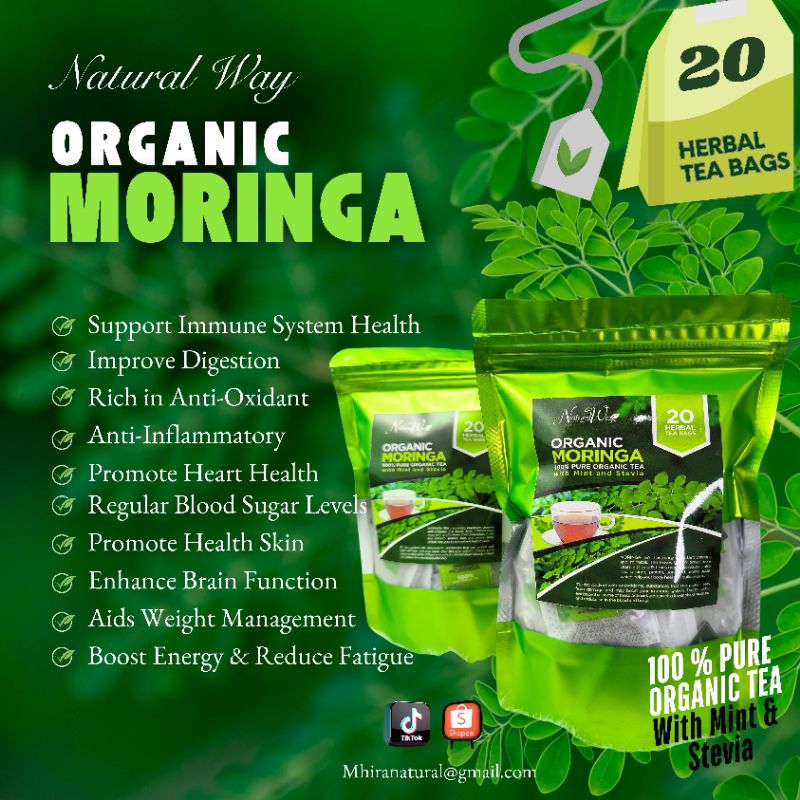 Organic Moringa Tea with Mint and Stevia immune system booster | Shopee ...