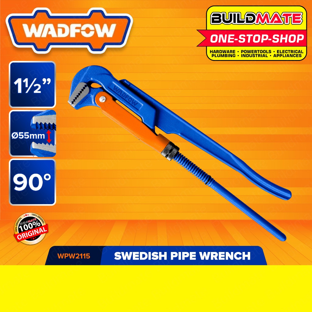 Buildmate x WADFOW 90° Swedish Pipe Wrench 1-1/2" Solid Rivet Carbon ...